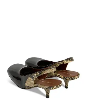 Dries Van Noten Snake Embossed & Patent Leather Slingback Pumps