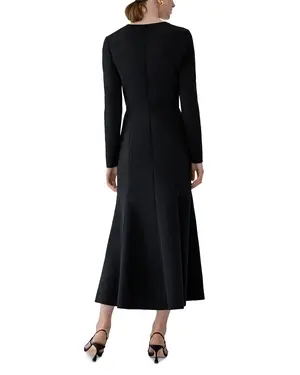 Carolina Herrera Embellished Long Sleeve Midi Dress
