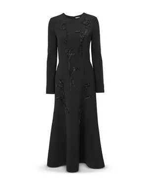 Carolina Herrera Embellished Long Sleeve Midi Dress