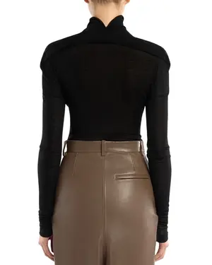 Victoria Beckham High Neck Draped Long Sleeve Top