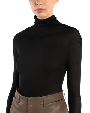 Victoria Beckham High Neck Draped Long Sleeve Top