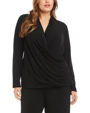 Karen Kane Drape Front Crossover V Neck Top