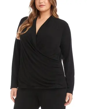 Karen Kane Drape Front Crossover V Neck Top