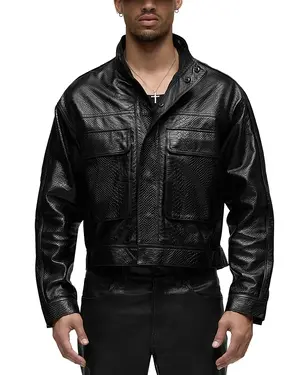 Hudson Jeans Leather Jacket - Black Python