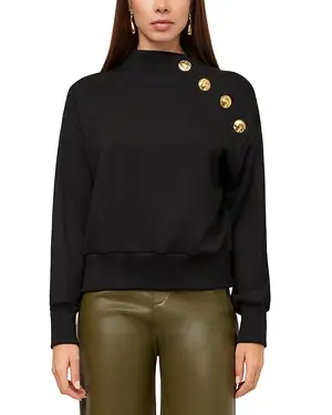 Fifteen Twenty Tessa Mock Neck Button Trim Top