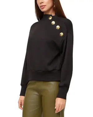 Fifteen Twenty Tessa Mock Neck Button Trim Top
