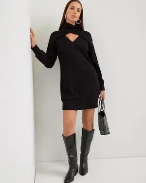 Fifteen Twenty Claylee Crossover Turtleneck Dress