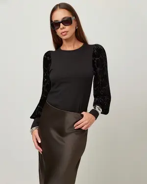 Fifteen Twenty Kaya Contrast Bishop Sleeve Top