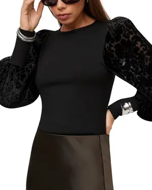 Fifteen Twenty Kaya Contrast Bishop Sleeve Top