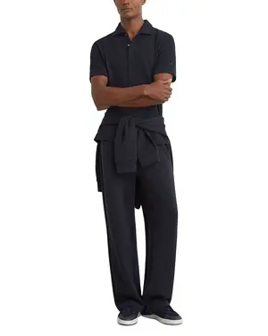 REISS Reed Textured Concealed Placket Polo Shirt