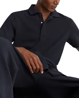 REISS Reed Textured Concealed Placket Polo Shirt