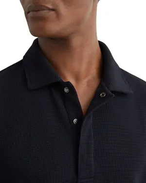 REISS Reed Textured Concealed Placket Polo Shirt