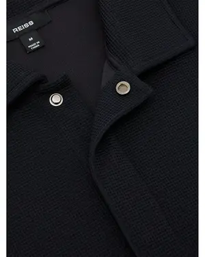 REISS Reed Textured Concealed Placket Polo Shirt
