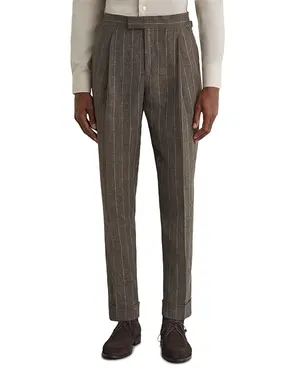 REISS Miramare Side Tab Linen & Cotton Blend Trousers