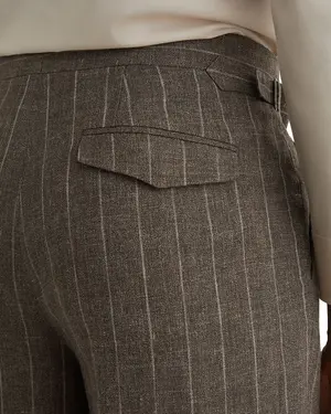 REISS Miramare Side Tab Linen & Cotton Blend Trousers