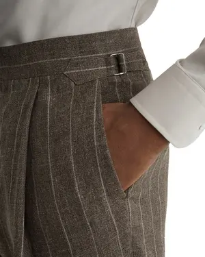 REISS Miramare Side Tab Linen & Cotton Blend Trousers