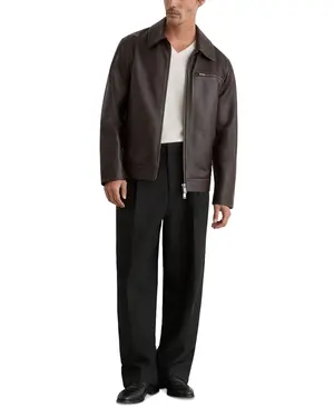 REISS Strader Leather Jacket - Brown