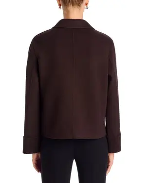 Theory Double Face Wool Blend Boxy Cuff Jacket - Cacao