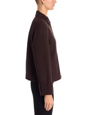 Theory Double Face Wool Blend Boxy Cuff Jacket - Cacao