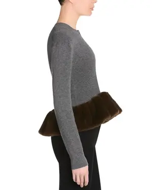 Stella McCartney Wool Blend Faux Fur Trim Sweater