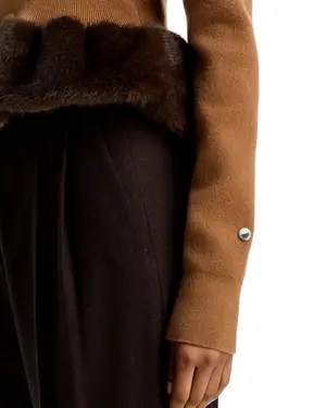 Stella McCartney Wool Blend Sweater With Faux Fur Trim - Camel