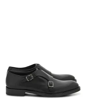 FERRAGAMO Double Monk Strap Leather Loafers