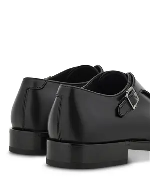 FERRAGAMO Double Monk Strap Leather Loafers