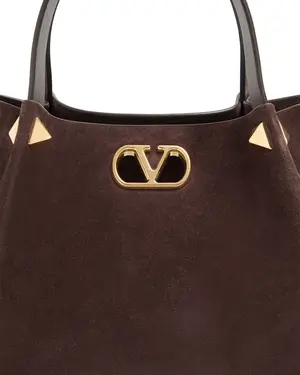 Valentino Garavani Small Vlogo Suede Tote Bag