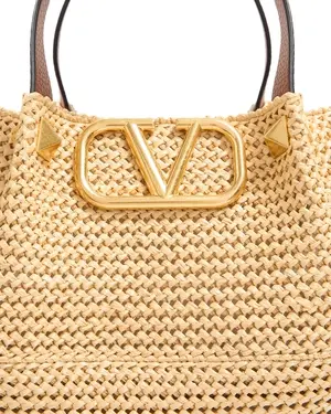 Valentino Garavani Vlogo Medium Raffia Tote Bag