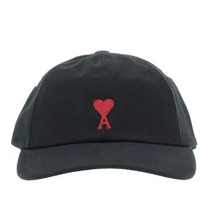 AMI Paris De Coeur Cotton Gabardine Baseball Cap - Black