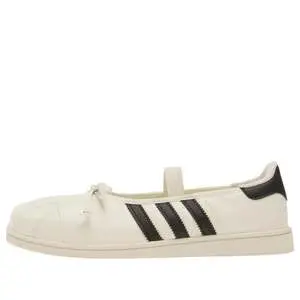 Adidas Ballet Square Toe Leather Flats - White/black
