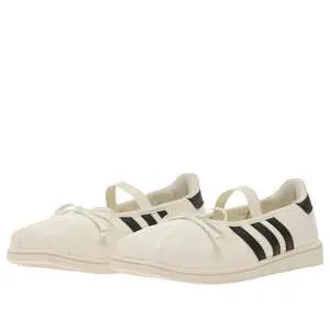 Adidas Ballet Square Toe Leather Flats - White/black
