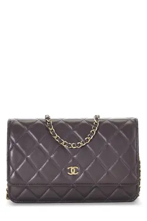 Chanel Quilted Lambskin Wallet On Chain - Purple