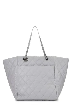 Chanel Quilted Lambskin Shopping Tote - Grey