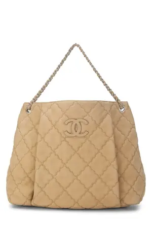 Chanel Nubuck Hamptons Shopping Bag - Beige