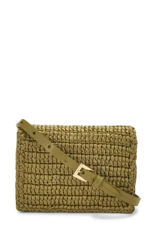 Prada Raffia Card Holder On Strap