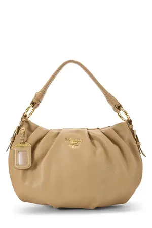 Prada Vitello Daino Hobo Bag - Beige