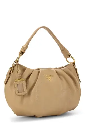 Prada Vitello Daino Hobo Bag - Beige