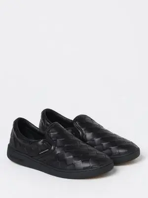 Bottega Veneta Woven Leather Slip-on Sneakers - Black