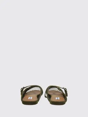 ALAIA Alaia Low-heeled Mules In Mesh Nylon And Suede With Strap