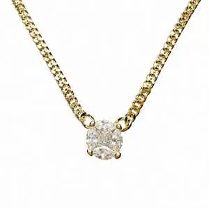 BY OZGE Starlight Solitaire Zircon Plated Statement Chain Necklace