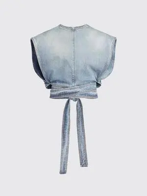 ALAIA Cropped Cotton Denim Top Alaia