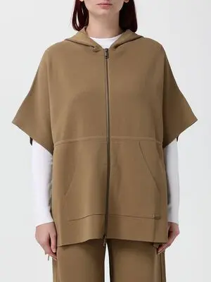 Max Mara Max Mara Hooded Viscose Cape With Zip Closure Brown
