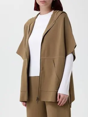 Max Mara Hooded Viscose Cape With Zip Closure - Brown
