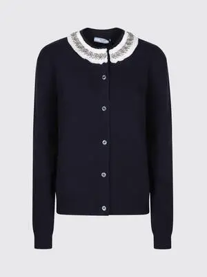 Prada Cashmere Wool Embellished Collar Cardigan - Blue