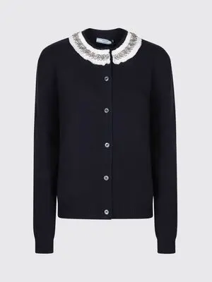 Prada Cashmere Wool Embellished Collar Cardigan - Blue