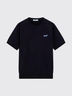 Prada Crew Neck Silk And Cotton Blend Pullover - Blue