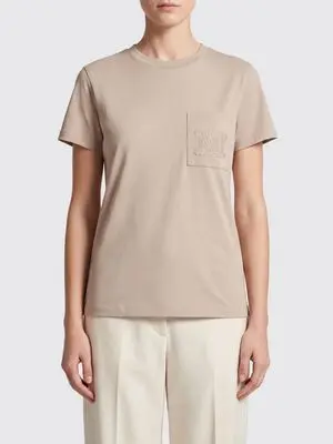 Max Mara Cotton T-shirt With Monogram And Patch Pocket - Gray