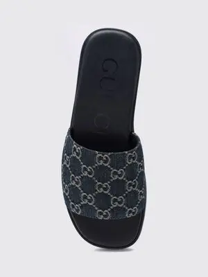 Gucci Gg Monogram Jacquard Denim Slides