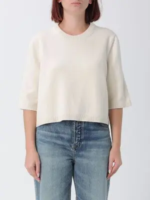 ALAIA Alaia Short-sleeved Crewneck Jumper In Cashmere Blend With Dropped Shoulders - Multicolor